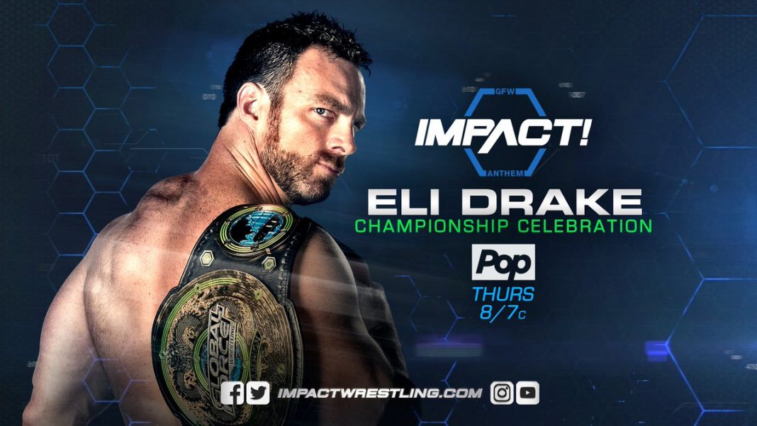 Eli Drake celebrates his title win on GFW Impact tonight on Pop TV ...