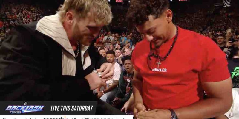 Logan Paul inadvertently hits JD McDonagh with Patrick Mahomes' Super ...