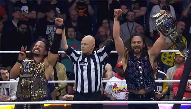 Jack Perry returns to AEW at Dynasty, helps the Young Bucks win the World Tag Team Titles - WWE ...
