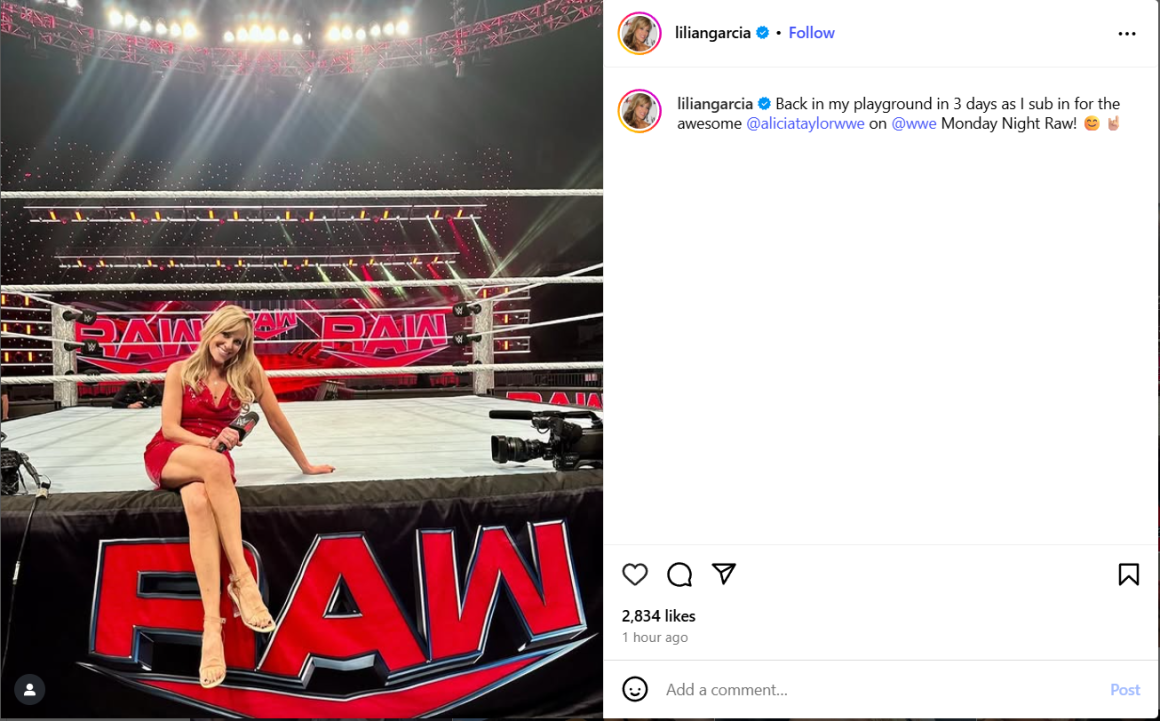 Lilian Garcia filling in for Alicia Taylor on this Monday's WWE Raw - WWE News, WWE Results, AEW ...